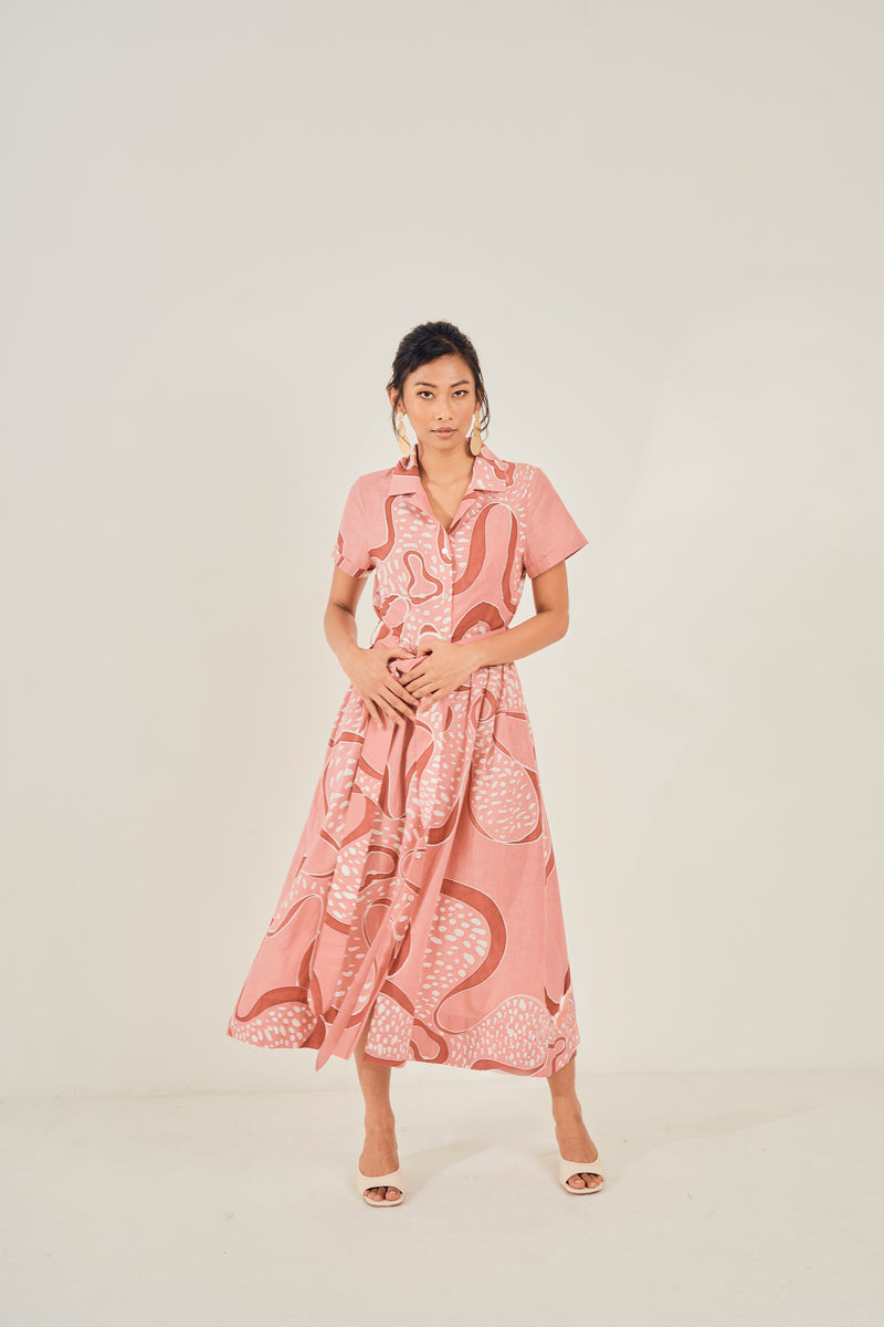 Lydia Shirt Dress (Hand Drawn Print) – FERN